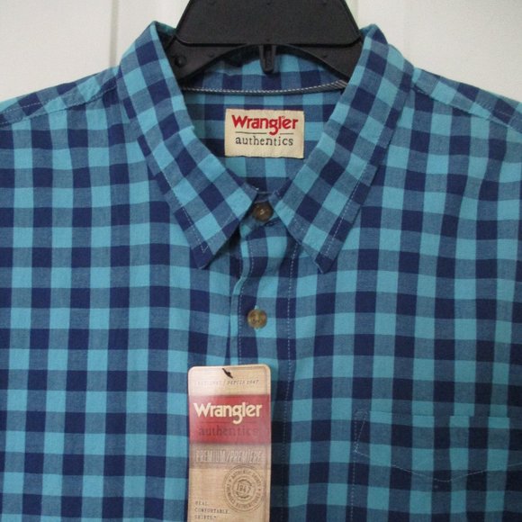 Wrangler | Shirts | Wrangler Mens Ls Blue Cotton Check Casual Shirt Nwt ...